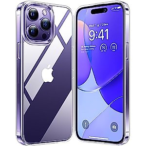 TORRAS Diamond Clear for iPhone 14 Pro Max Case [Anti-Yellowing][Exceed 3X Mil-Grade Drop Protection] Shockproof Slim Yet Protective Hard Back Soft Bumper with Airbag for iPhone 14 Pro Max Phone Case