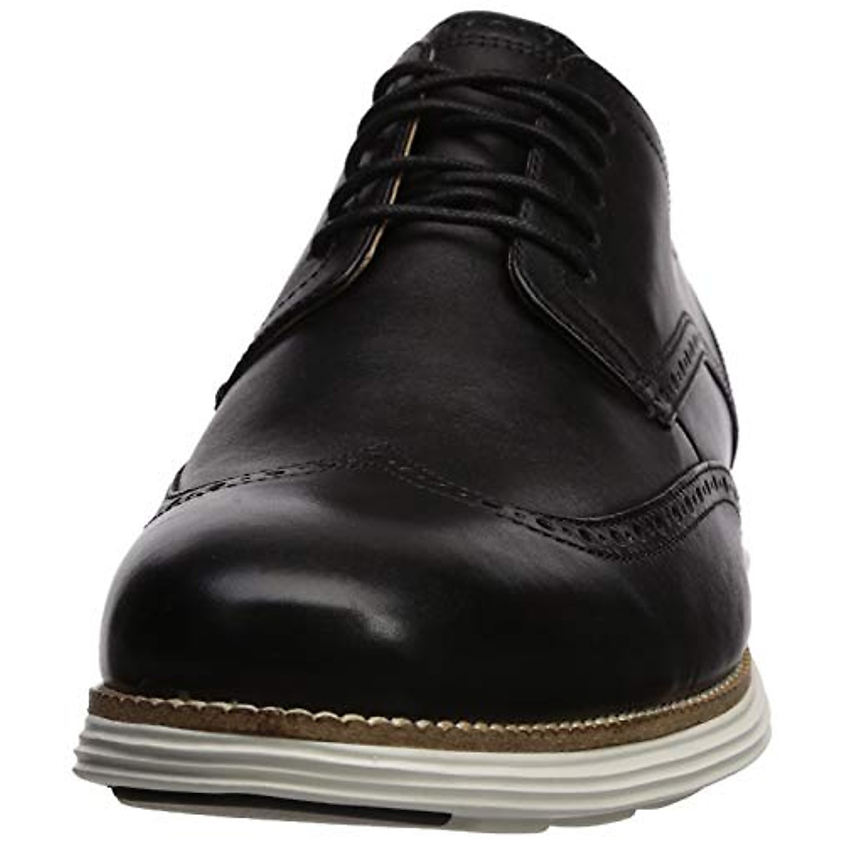 Cole Haan Men's Original Grand Shortwing Oxford Shoe, Black Leather/White, 12 Medium US