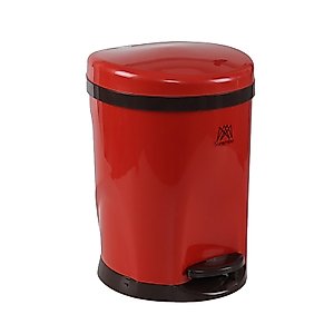 Udotry 2.2 Gallon Round Plastic Garbage Bin with Foot Pedal, Bathroom Trash Can with Lid, Red