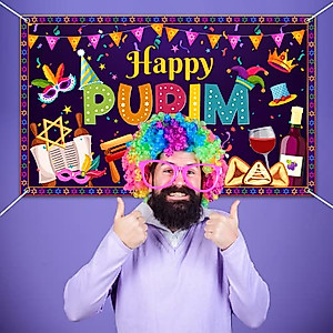 Large 71'' x 43'' Happy Purim Banner, Purim Decorations Backdrop, Colorful Purim Photo Backdrop, Purim Backdrop Party Indoor Outdoor Photography Background Decoration