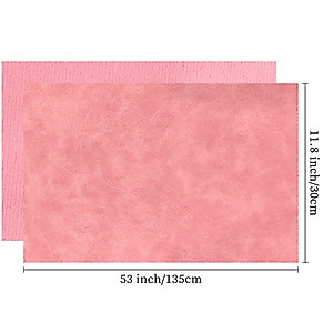 XHT 30 x 135 cm Suede PU Faux Leather Fabric, Soft Smooth Crafts Synthetic Fabric for DIY Handicraft Wallets Bags Making, Pink