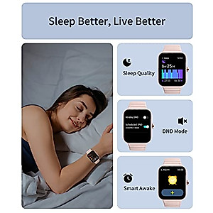 RERE ASW2-Pro Smart Watch (Answer/Make Call), Alexa Built-in, 1.8“ Fitness Tracker with 100 Sport Modes, Heart Rate, Blood Oxygen, Sleep Monitor, Fit for Android and iPhone, IP68 Waterproof, (Pink)