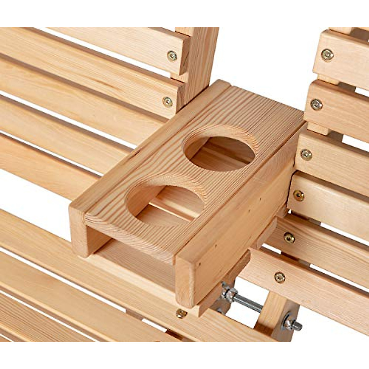 GDLF 4FT Porch Swing Chair Garden Patio Swing Bench Solid Wood Hanging Bench with Foldable Cupholder Heavy Duty Chains