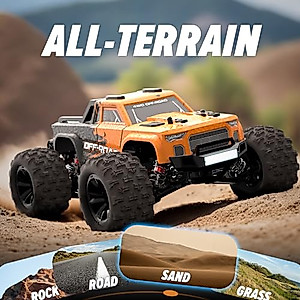 Hosim Brushless RC Car, 1:16 55+KMH 4WD Fast Remote Control Truck for Adults, Radio Cars Off-Road Waterproof Hobby Grade Toy Crawler Electric Vehicle Gift for Boys Children (Orange)