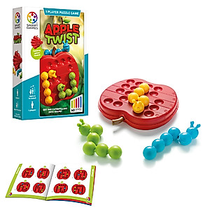 SmartGames Apple Twist Travel Puzzle Game with 60 Challenges for Ages 5 - Adult