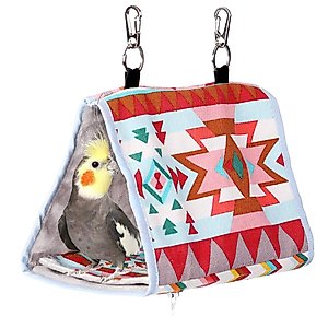 KINTOR Bird Nest Snuggle Hut,Parrot Habitat Cave Hanging Tent for Small Medium Parrots Budgies Eclectus Parakeet Cockatiels Lovebird African Grey (Pink Ethnic, S)