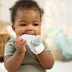 Ingenuity Teething Mitt & Rattle for Baby, BPA-Free Silicone, Gentle Rattle Sound, Adjustable Strap, Elephant, Unisex - Van