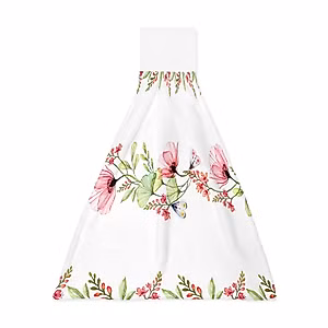 Big buy store Hanging Kitchen Towels Poppy Flower Butterfly Bathroom Hand Towels with Hanging Loop Colorful Plant Soft Absorbent Drying Dish Tie Towels for Kitchen Toilet Tabletop Home Decor