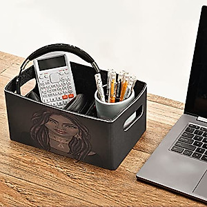 African American Pretty Girl Storage Basket Felt Storage Bin Collapsible Towel Storage Toy Storage Box Organizer for Kids Bedroom Magazine