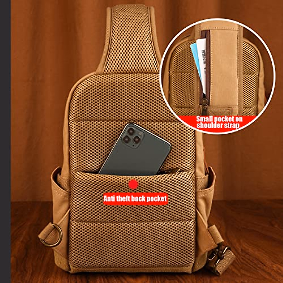 XINCADA Mens Sling Backpack Canvas Shoulder Bag Small Mesenger Bag for Travel