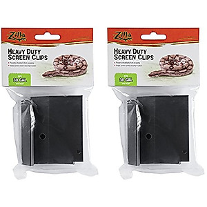 (2 Pack) Zilla Reptile Terrarium Covers Heavty Duty Screen Clips, Large 30Gallon or Larger, 2 Clips each