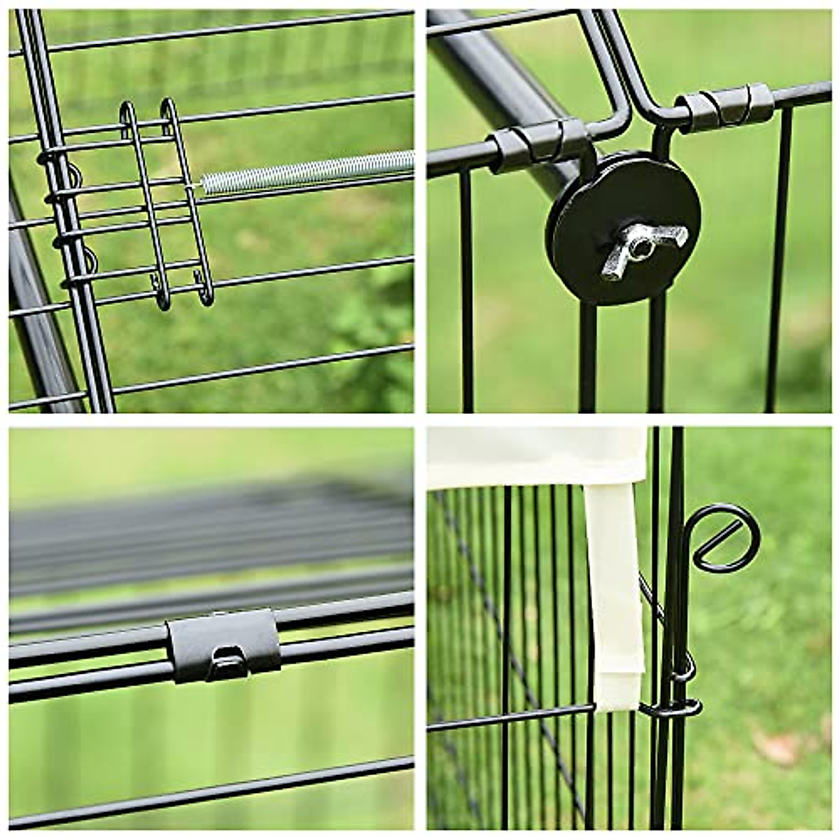 PawHut 7.2' Small Animal Playpen with Cover, Multifunctional Metal Pet Exercise Pen Large Metal Chicken Coop, Outdoor Bunny Pen, Easy to Store & Set-up, Beige