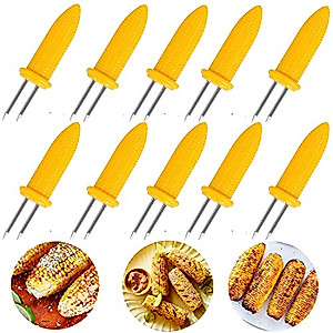GIRCSS 10PCS Corn Holders - Corn on The Cob Skewers,Stainless Steel Corn Fork Prong Skewers Kitchen Tool for BBQ Twin Prong Sweetcorn Holders Home Cooking Fork