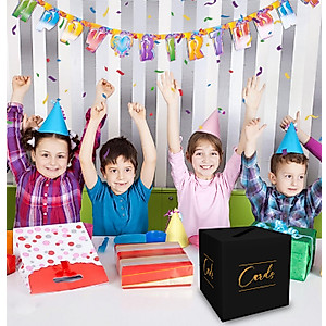 HEIPINIUYE Black Card Box Wedding Envelope Box Gift Card Box Holder Card Box for Wedding Birthday Baby Shower Party Raffle Box