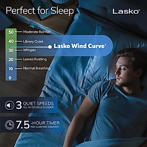 Lasko Portable Electric 42" Oscillating Tower Fan with Nighttime Setting, Timer and Remote Control for Indoor, Bedroom and Home Office Use, Silver, T42951