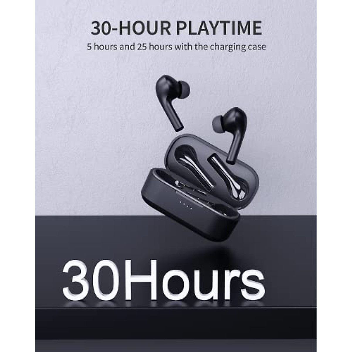 Hamlaem True Wireless Earbuds, Bluetooth Headphones with Immersive Sound, Wireless Charging Case, USB-C Quick Charge, 30-Hour Playtime, IPX8 Water Resistance, Touch Control and Noise Canceling Mics