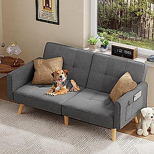 Gizoon Small Couch, Futon Sofa Bed, Sleeper Sofa, Loveseat, Sectional Couches for Living Room, Bedroom, Dorm, Apart, Mid Century Modern, Adjustable Backrest, 70.9"