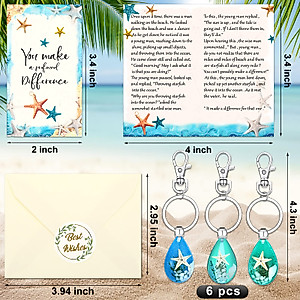 Eaasty 30 Pcs Starfish Story Gift Mini Keepsake Appreciation Notecards Employee Appreciation Starfish Keychain Cards Envelopes You Make a Difference Thank you Gifts Set for Teacher Students Colleague