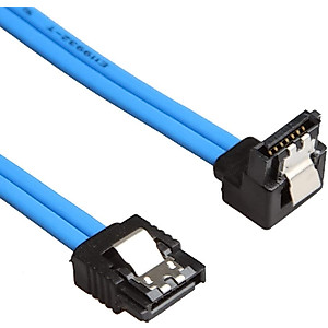 Relper-Lineso 6 Pack 90 Degree Right-Angle SATA III Cable 6.0 Gbps with Locking Latch 18Inch (6X Sata Cable Blue)