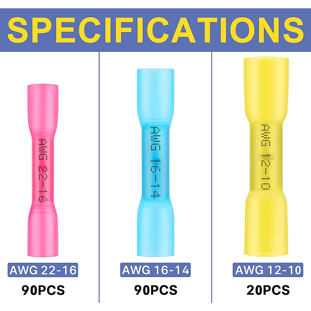 haisstronica Crimping Tool For Heat Shrink Set with 200PCS AWG 22-10 Marine Grade Butt Connectors and Wire Stripper