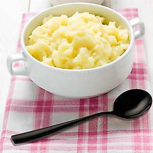 Teyyvn 16-Piece Round Soup Spoons, Black Stainless Steel Bouillon Spoon