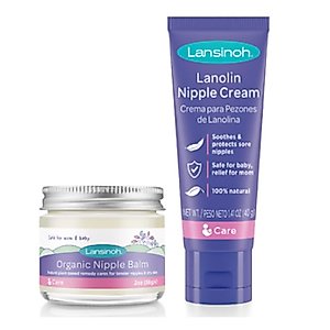 Lansinoh Lanolin Nipple Cream and Organic Nipple Balm for Breastfeeding Bundle, 1 Count of Each, 3.41 Ounce (Old Version)