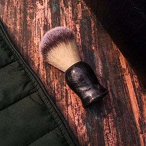 RUBAB MEN Premium Shaving Brush for Men with Cruelty-Free Bristles Synthetic Bristles |Bomber Edition| Experience Luxury Wet Shave & Elegant Dual-Toned Handle Crafted with Passion