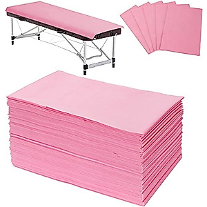 50Pcs Disposable Bed Sheets Massage Table Sheet Waterproof Bed Cover Non-Woven Fabric for Spa Beauty Salon Hotels 31"X 71", Pink