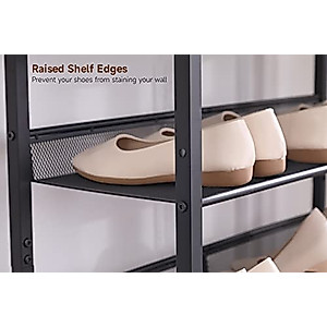 Kavonty Shoe Rack 5 Tier,Shoe Rack Organizer for Closet Entryway with Storage Shelves and Spacious Top,20-25 Pairs Shoes，Shoe Shelf, Steel Frame,Industrial, Rustic Brown and Black