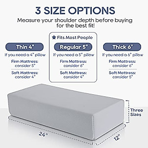 Cube Pillow for Side Sleepers (24"x12"x6", Extra Thick), Memory Foam Rectangle Pillow Support Neck and Shoulder for Pain Relief, Bed Pillow for Sleeping with Removable Cover - King, Queen|Gray