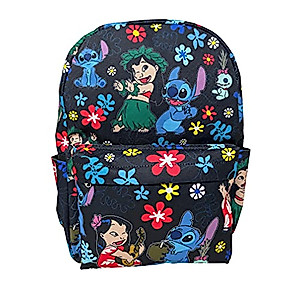 Disney Lilo and Stitch Dance Together Allover Print Black 16 inch Girls Large School Backpack