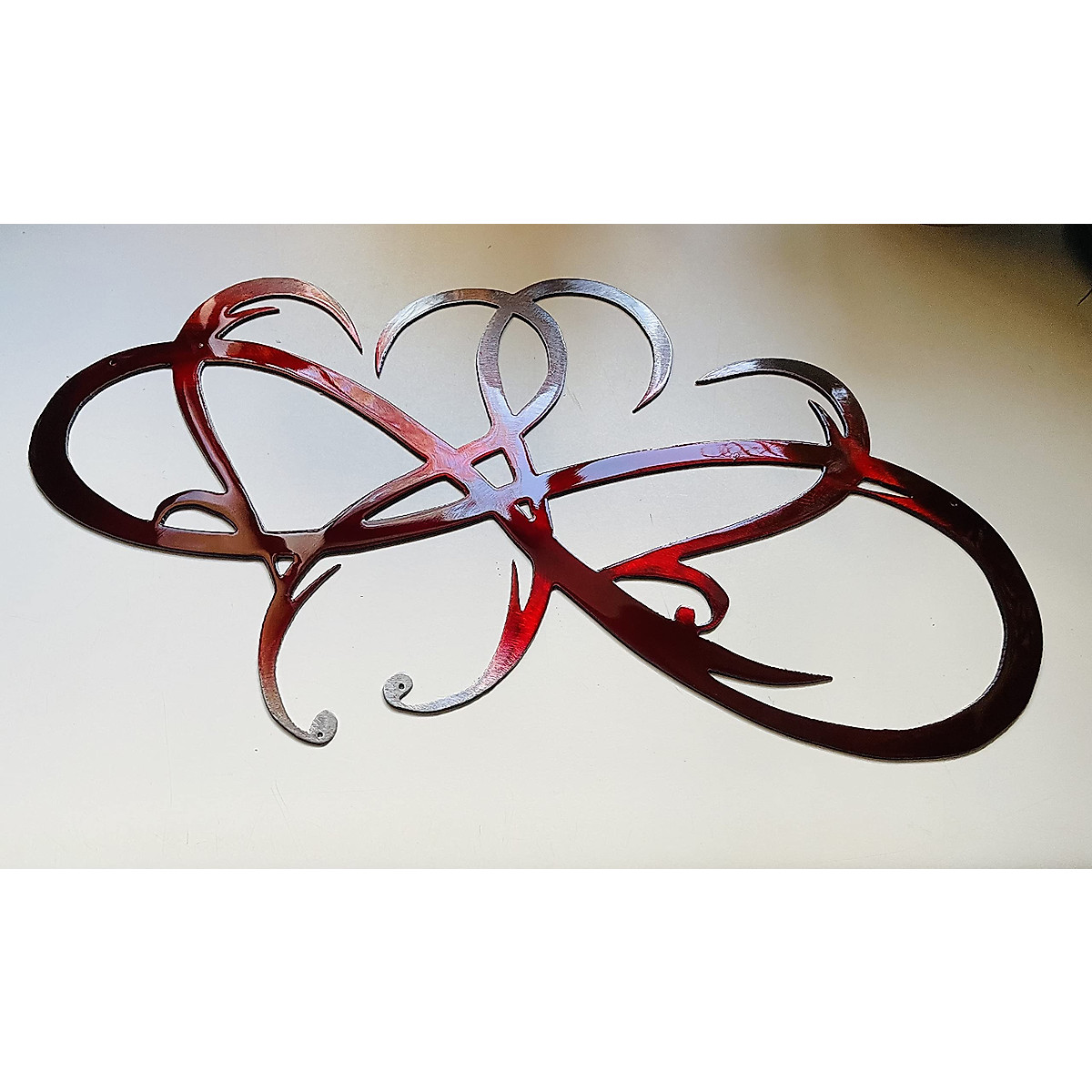 Dual Infinity Hearts Metal Wall Art Accent Two Hearts Become One