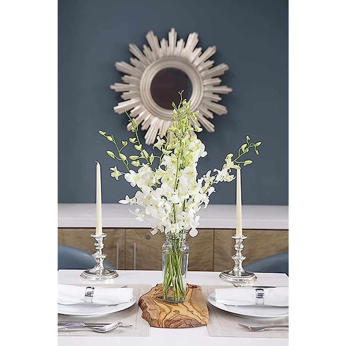 KaBloom PRIME ORVERNIGHT DELIVERY - Serenade of Hope Bouquet of 10 White Orchid With Vase.Gift for Birthday, Sympathy, Anniversary, Get Well, Thank You, Valentine, Mother’s Day Fresh Flowers