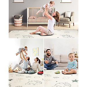 CreateBay Foldable Baby Play Mat, 79x71 Inch Thick 0.8 Inch XPE Foam Waterproof, Extra Large Crawling Mat for Floor Kids Infant Training Non-Slip Reversible Non-Toxic