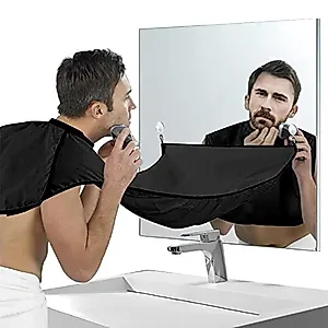 Cape for Men Shaving,Non-Stick Beard Cape for Trimming, Beard Apron,Gifts for Men Beard catcher, Beard Bib(C26-black)