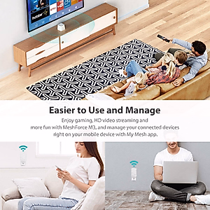 Meshforce M3 Mesh WiFi System (4 Pack), Up to 6000 sq.ft （8+ Rooms） Whole Home Coverage, WiFi Router Replacement, Parental Control, Plug-in Design (1 WiFi Point & 3 Dots)