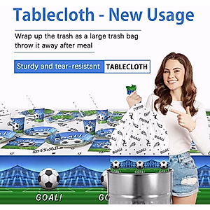 Heboland 3 Pieces Soccer Party Table Cloth,Large Size 54 x 108 Inch Rectangular Soccer Tablecloth Plastic Table Cover for Men Boys Birthday Party Decorations