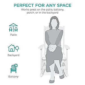 Best Choice Products All-Weather Rocking Chair, Indoor Outdoor HDPE Porch Rocker for Patio, Balcony, Backyard, Living Room w/ 300lb Weight Capacity, Contoured Seat - White