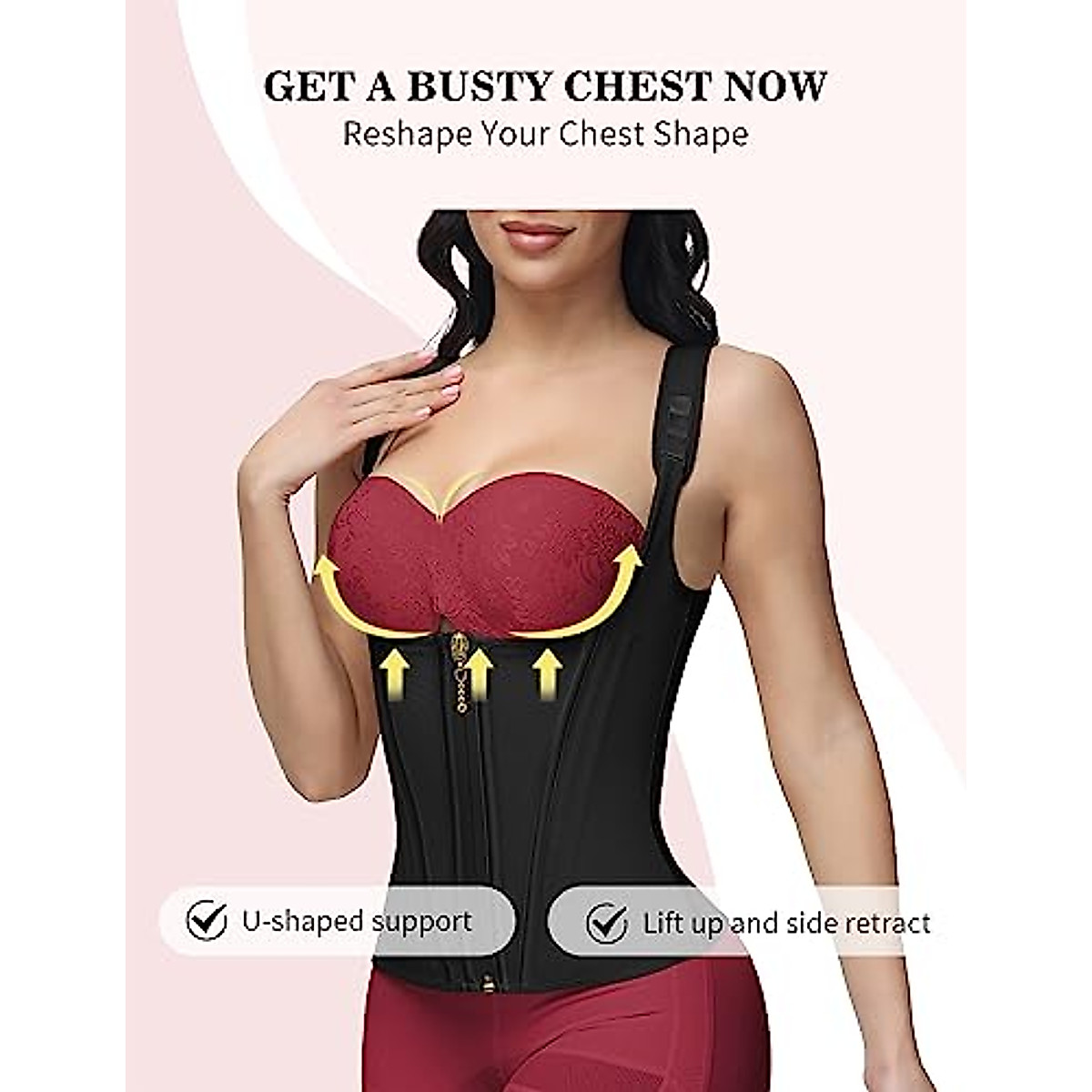 SHAPSHE Waist Trainer for Women, Tummy Control Sports Girdle, Workout Body Shaper with Adjustable Shoulder Strap Black