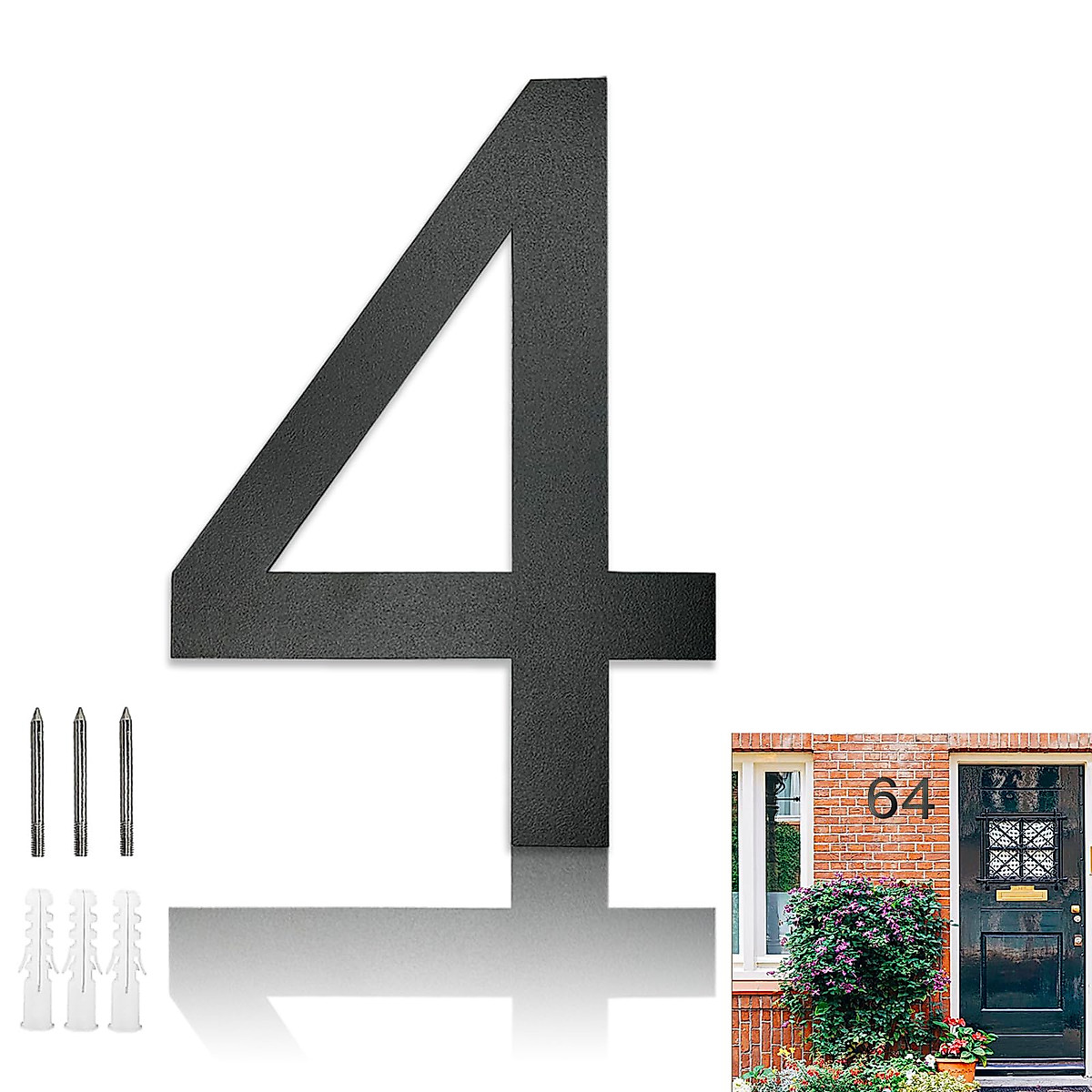 MOLVCE 8 Inch Large House Numbers for Outside, Stainless Steel Address Numbers, Floating Modern House Numbers, Door Mailbox Numbers, Number 4
