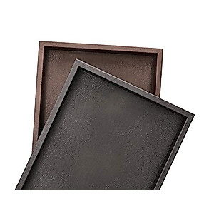 Ottoman Serving Tray Made of Wood & Faux Leather - 18” x 13” - Brown