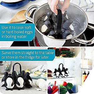 Peleg Design Egguins 3-in-1 Cook, Store and Serve Egg Holder, Penguin-Shaped Egg Cooker for Making Soft or Hard Boiled Eggs, Holds 6 Eggs for Easy Cooking and Fridge Storage