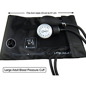 EMI EBL-430 Sprague Rappaport Dual Head Stethoscope and Manual Aneroid Sphygmomanometer Blood Pressure with Large Adult Cuff (Cuff Size: 33 cm to 51 cm | 13 inch to 20 inch) - Black