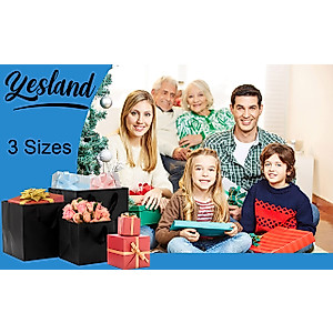 Yesland 30 Pack Black Kraft Paper Bags - 3 Sizes Square Gift Bags Shopping Bags with Ribbon Handles - Reusable Large Retail Business Packaging Bags for Goodie Party Wedding Present(10'', 8'', 6'')