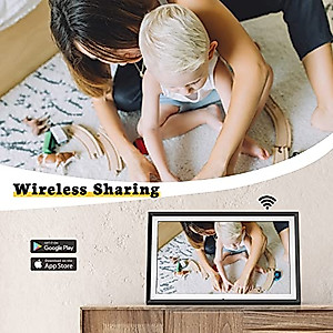 16 Inch Large Digital Picture Frame 32GB, WiFi Digital Photo Frame 1920*1080 IPS FHD Touch Screen, Smart Electronic Picture Frame, Auto-Rotate, Wall-Mountable, Send Photos via App/Email from Anywhere