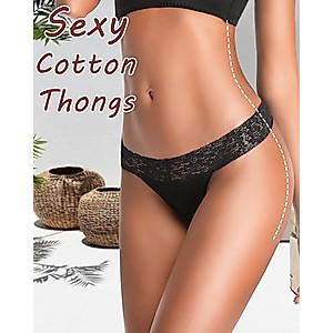 OLIKEME Womens Thongs, Low Rise Seamless Thong Panties No Show Breathable Lace Thongs for Women 10 Pack (Black, XX-Large)