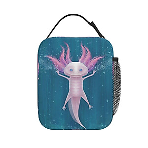 Lunch Bag Funny Axolotl Print Insulated Lunch Box Keep Warm/Cool Lunch Tote Bag Reusable Portable Lunch Bags