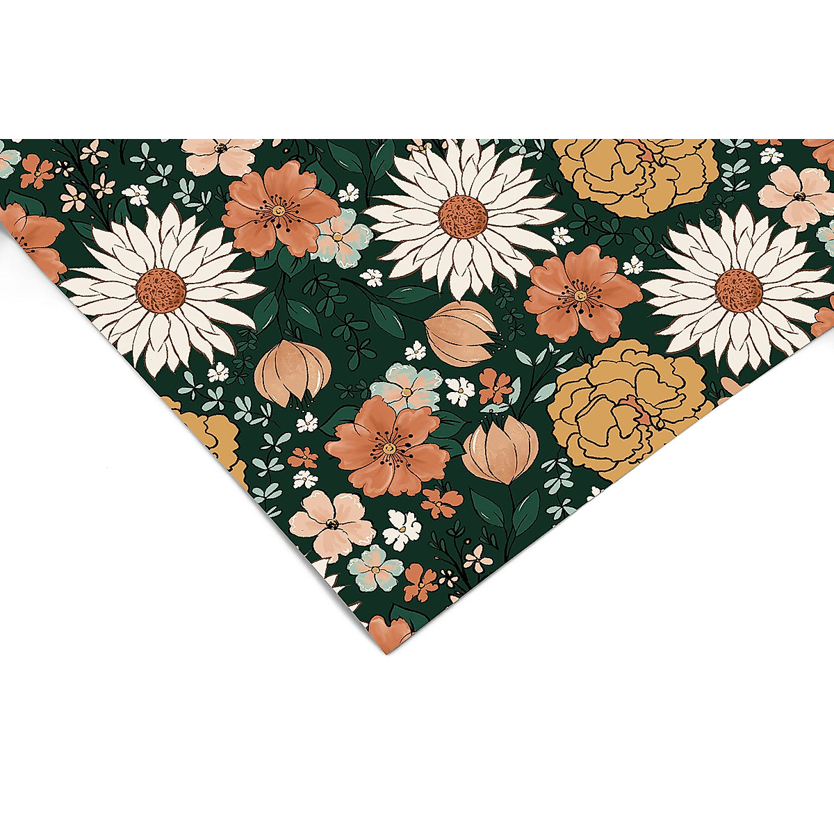 Green Vintage Floral Contact Paper | Shelf Liner | Drawer Liner | Peel and Stick Paper 1268 12in x 96in (8ft)