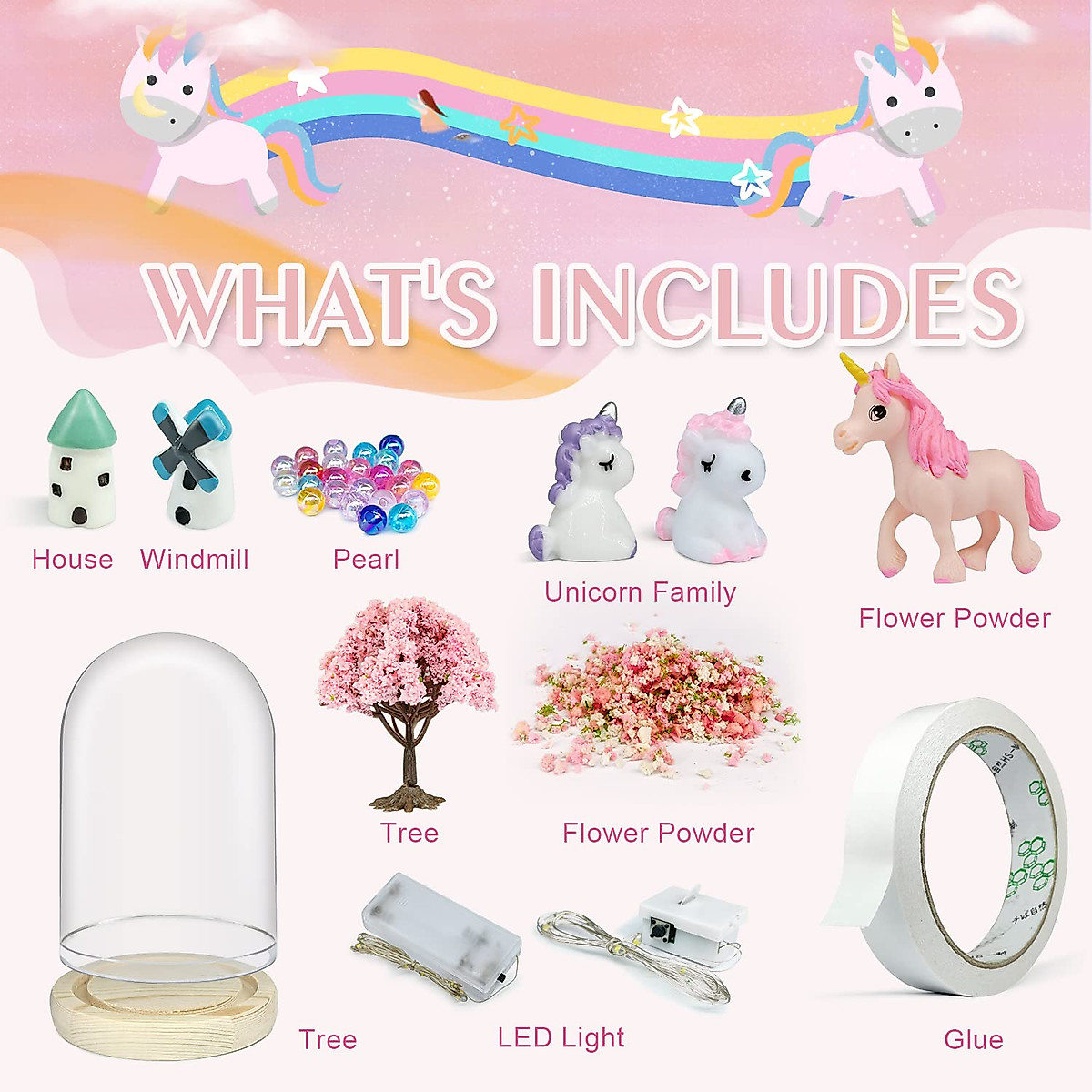 TeiRAY Make Your Own Unicorn Night Light - Unicorn Craft Kit for Kids, Arts and Crafts Nightlight Project Novelty for Girl Age 5 6 7 8 9 Year Old Unicorns Gifts for Girls
