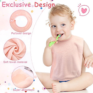 Hercicy 5 Pcs Full Coverage Toddler Bibs Baby Bibs Terry Cloth Absorbent Baby Bibs Large Pullover Towel Bibs with Snap (Cute)